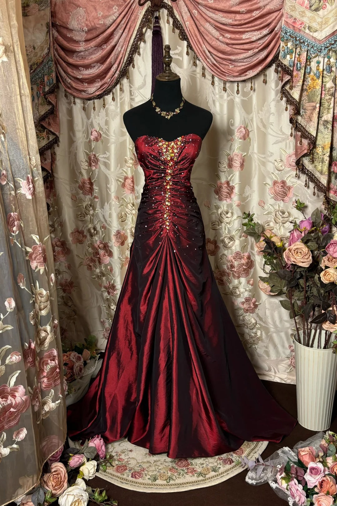 Retro Strapless Prom Dresses Long Evening Party Dress fg7358 – formalgowns