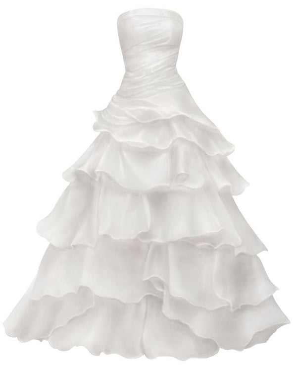 Strapless A Line Ruffle Long Prom Dress Layered Wedding Dress fg7185 ...