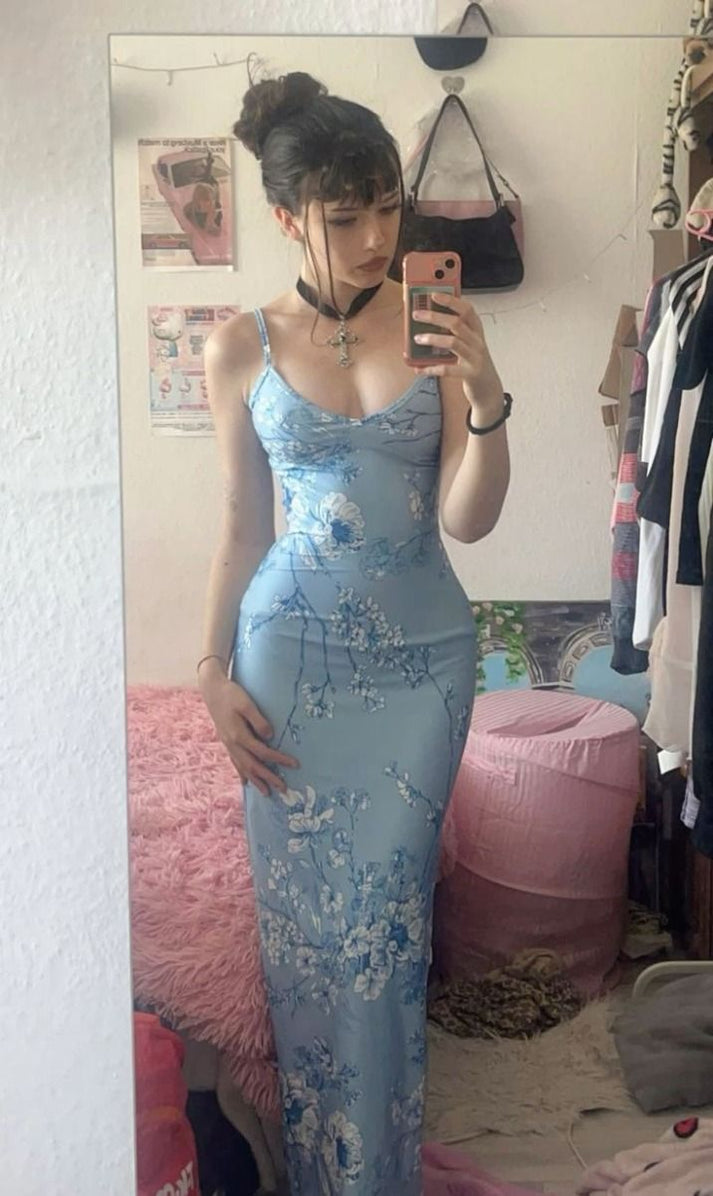 Modest Mermaid Spaghatti Straps Light Blue Prom Dress Long Evening Dre ...