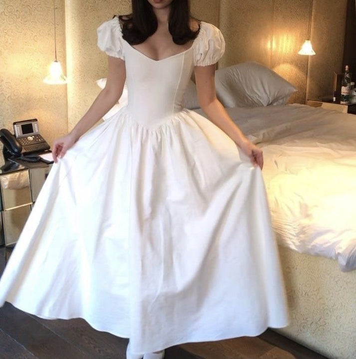 Simple White A-line Prom Dress,White Dance Dress fg4865 – formalgowns