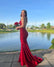 Charming Mermaid V Neck Red Satin Long Prom Dresses with Beading fg454 ...