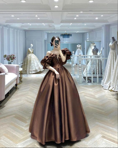 Brown off the shoulder evening dress new prom gown fg4154 – formalgowns