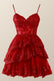 Straps Red Appliques Tiered Layered Short Princess Dress fg4314 ...