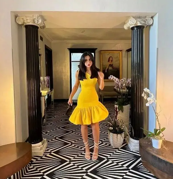 Yellow Sleeveless cocktail Party Dress Formal Short Prom Dresses Tea L ...