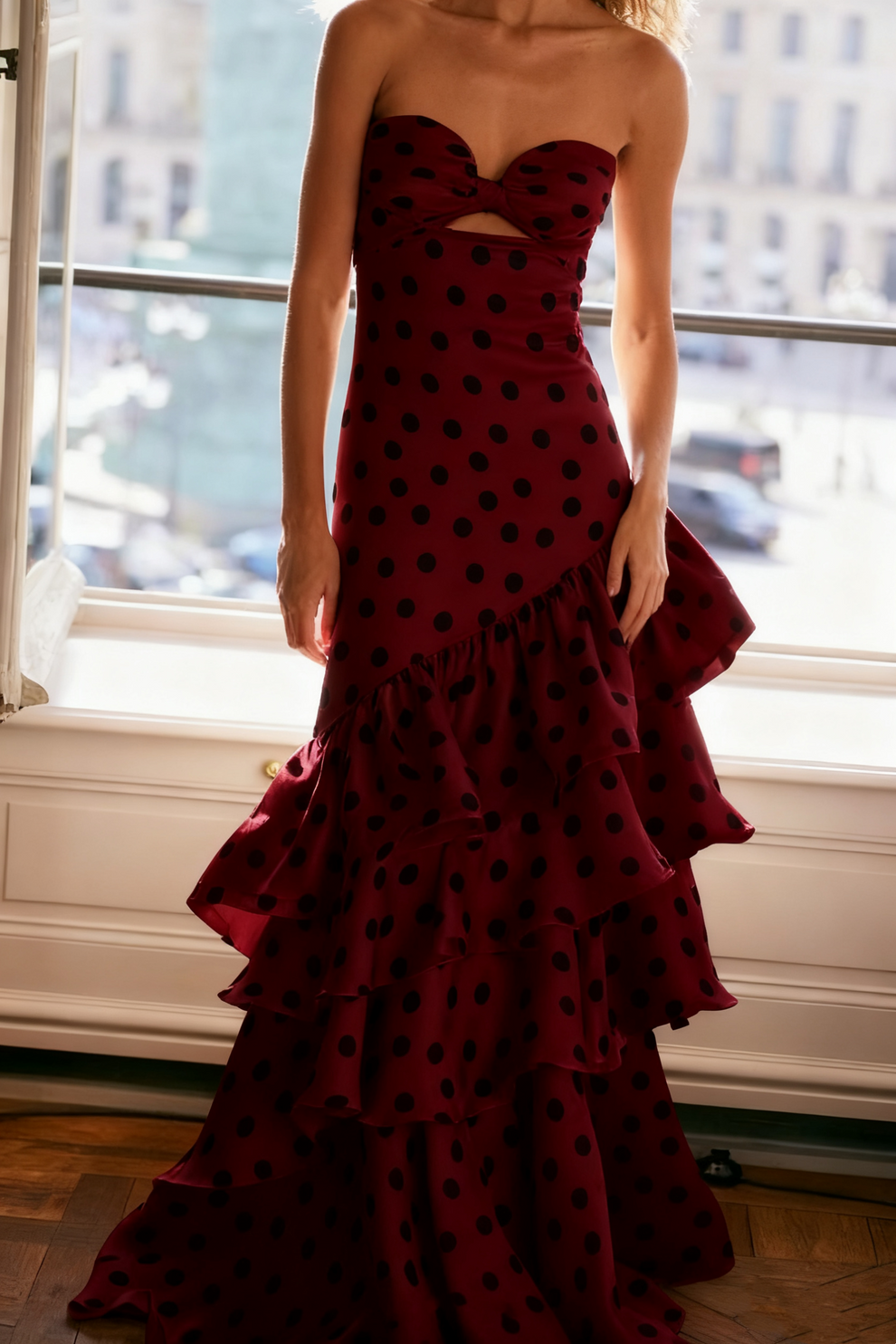Strapless Polka Dots Dress Fashion Prom Evening Dresses For Women fg62 ...
