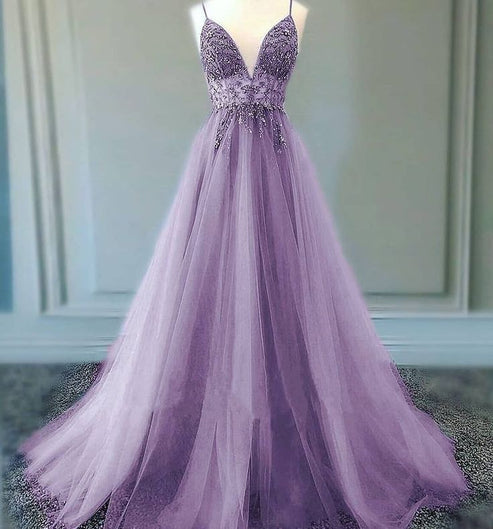 A Line Lilac Long Prom Dresses Party Evening Gowns Fg3086 Formalgowns